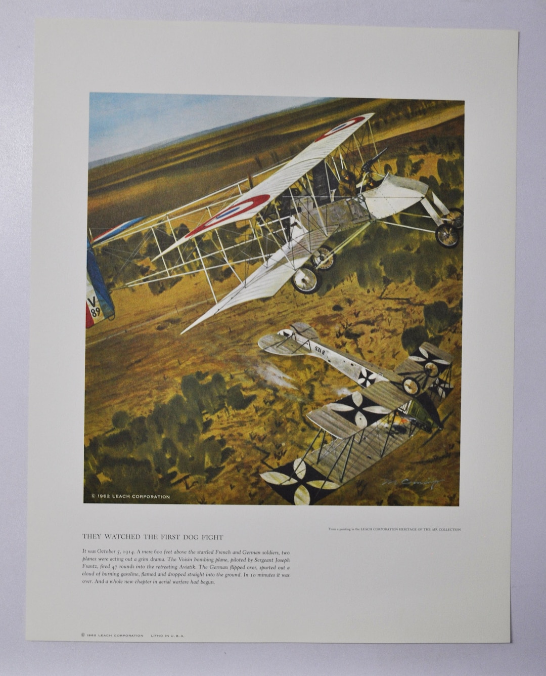They Watched the First Dog Fight Original Military Print / Litho 1960's ...