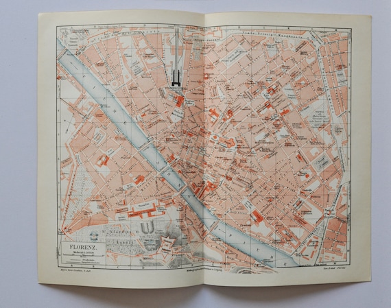 Antique Map Florence Italy 11 Ancient Florence. A Chain Map Showing