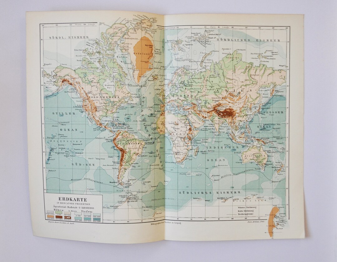 The World (mercator Projection) - Original Antique Map From 1902 ...