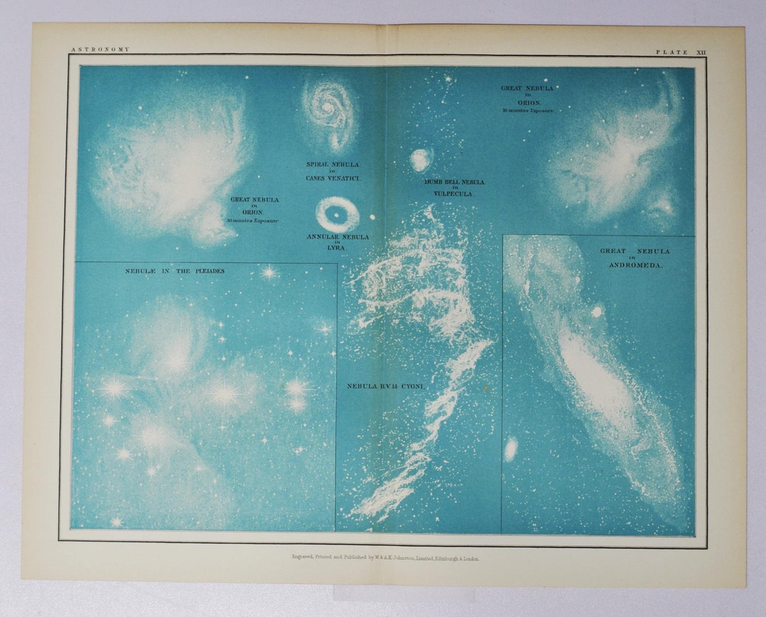 Nebulae - Original Antique Print 1903 (astronomy Universe Stars Planet ...