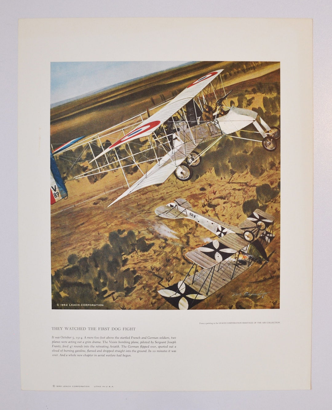 They Watched the First Dog Fight - Original Military Print / Litho 1960 ...