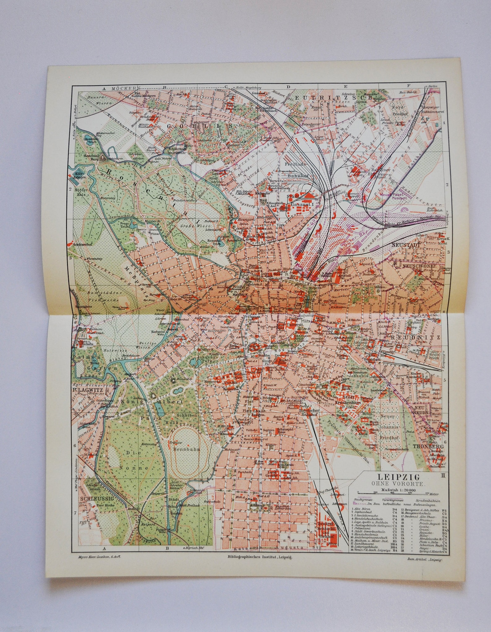 Leipzig Downtown germany Original Antique Map From 1902 - Etsy
