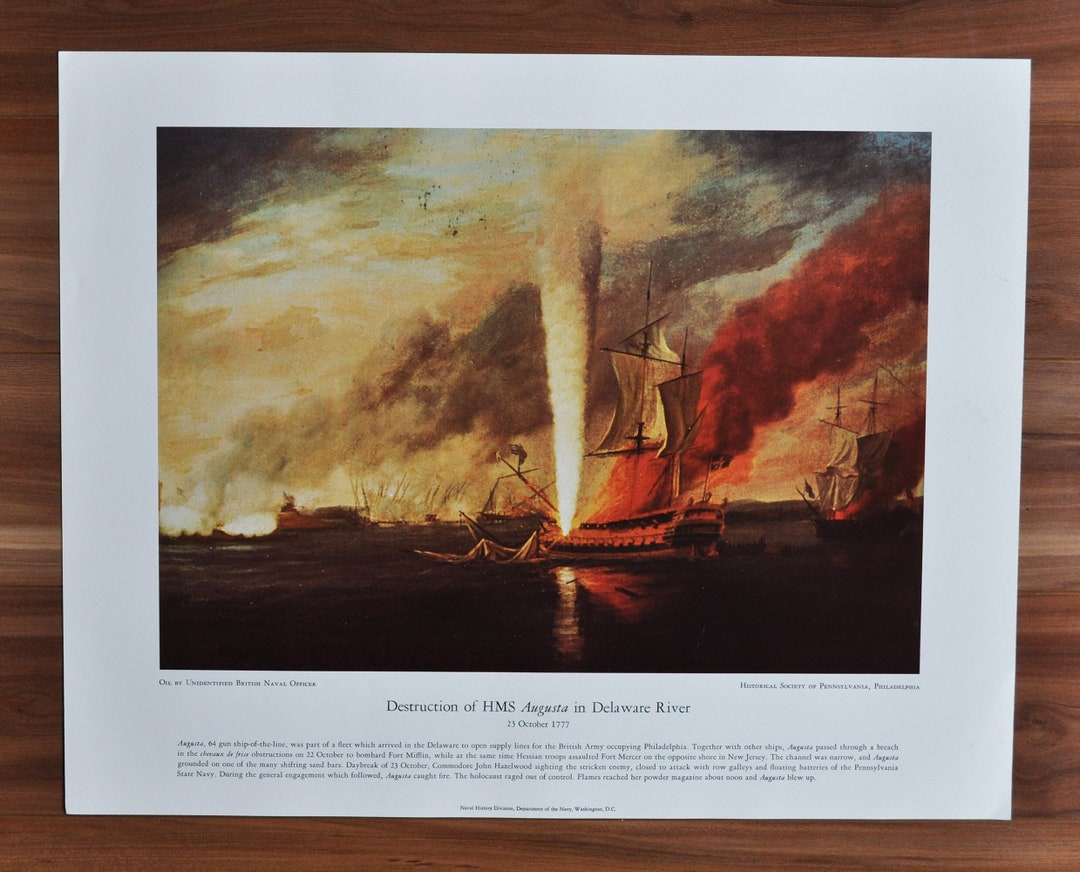 Destruction of HMS Augusta in Delaware River October 23 1777 - Etsy