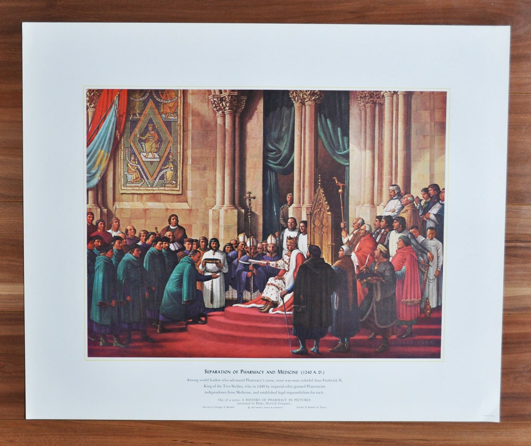 Separation of Pharmacy and Medicine, Original Medical Print / Poster ...