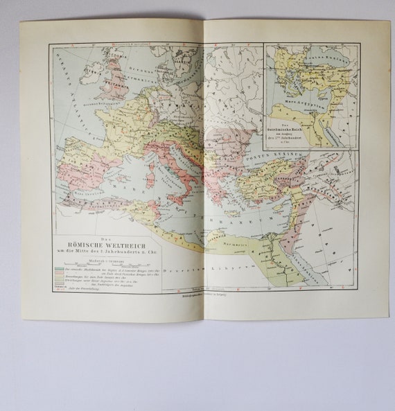 Roman Empire around 200 AD original antique map from 1902 | Etsy
