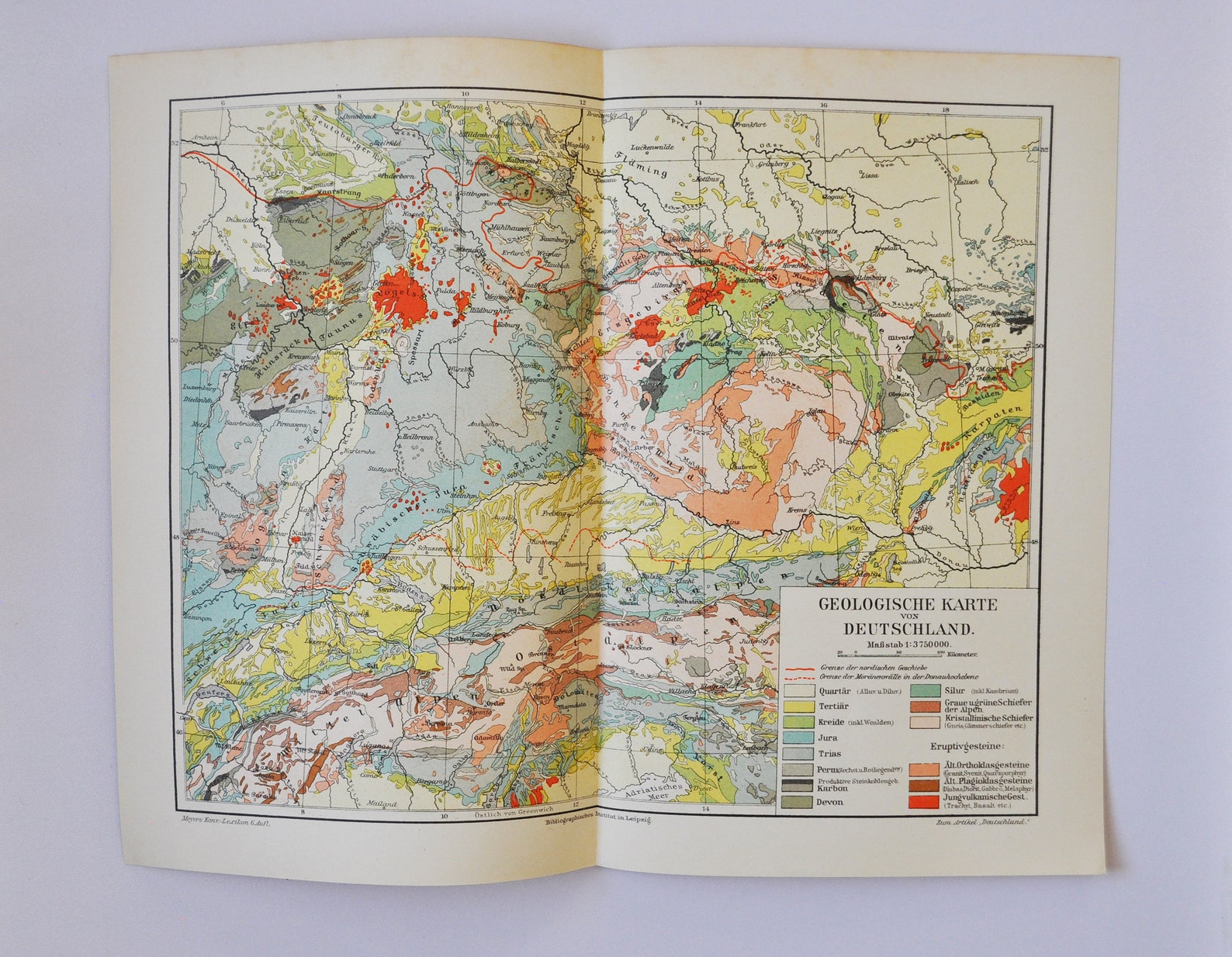 Geological Germany - Original Antique Map From 1902 (country, City ...