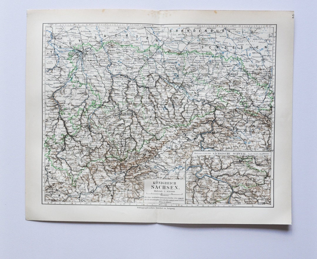 Kingdom of Saxony - Original Antique Map From 1902 (country Region ...
