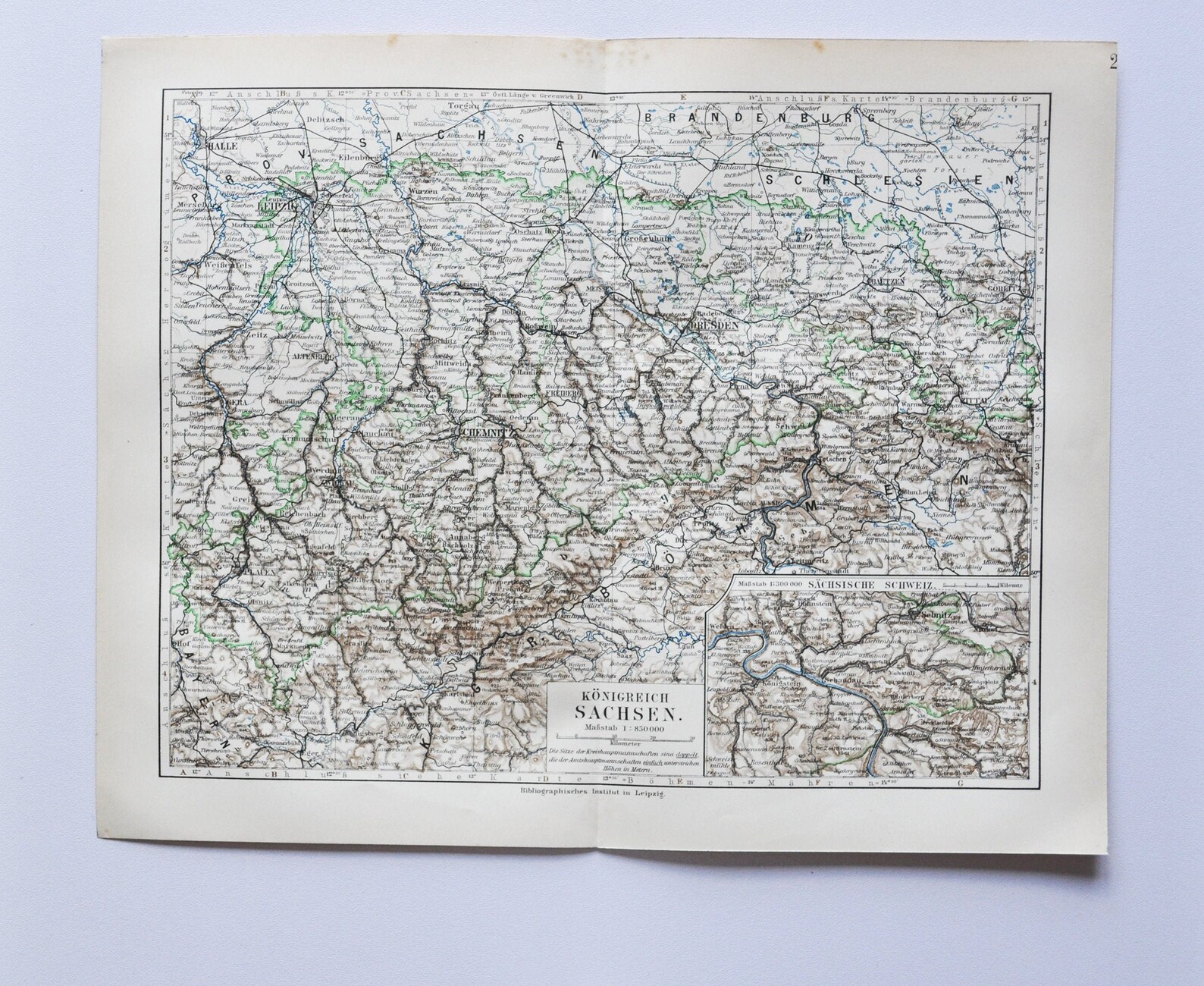 Kingdom of Saxony original antique map from 1902 country | Etsy