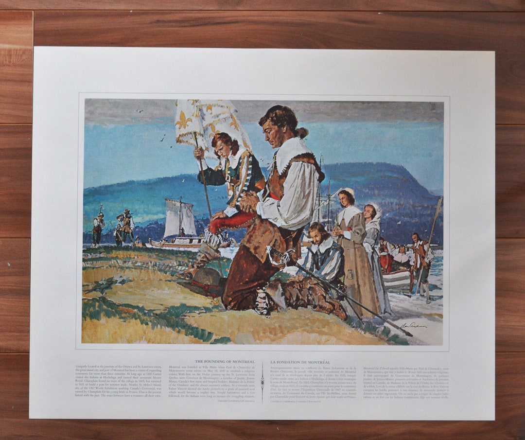 The Founding of Montreal Original History Print From 1967 ottawa, St ...