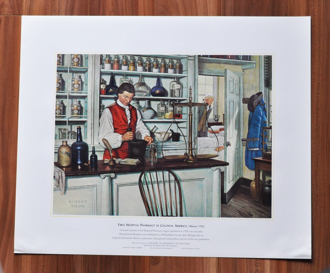John Morgan First Hospital Pharmacy in Colonial America, Original ...