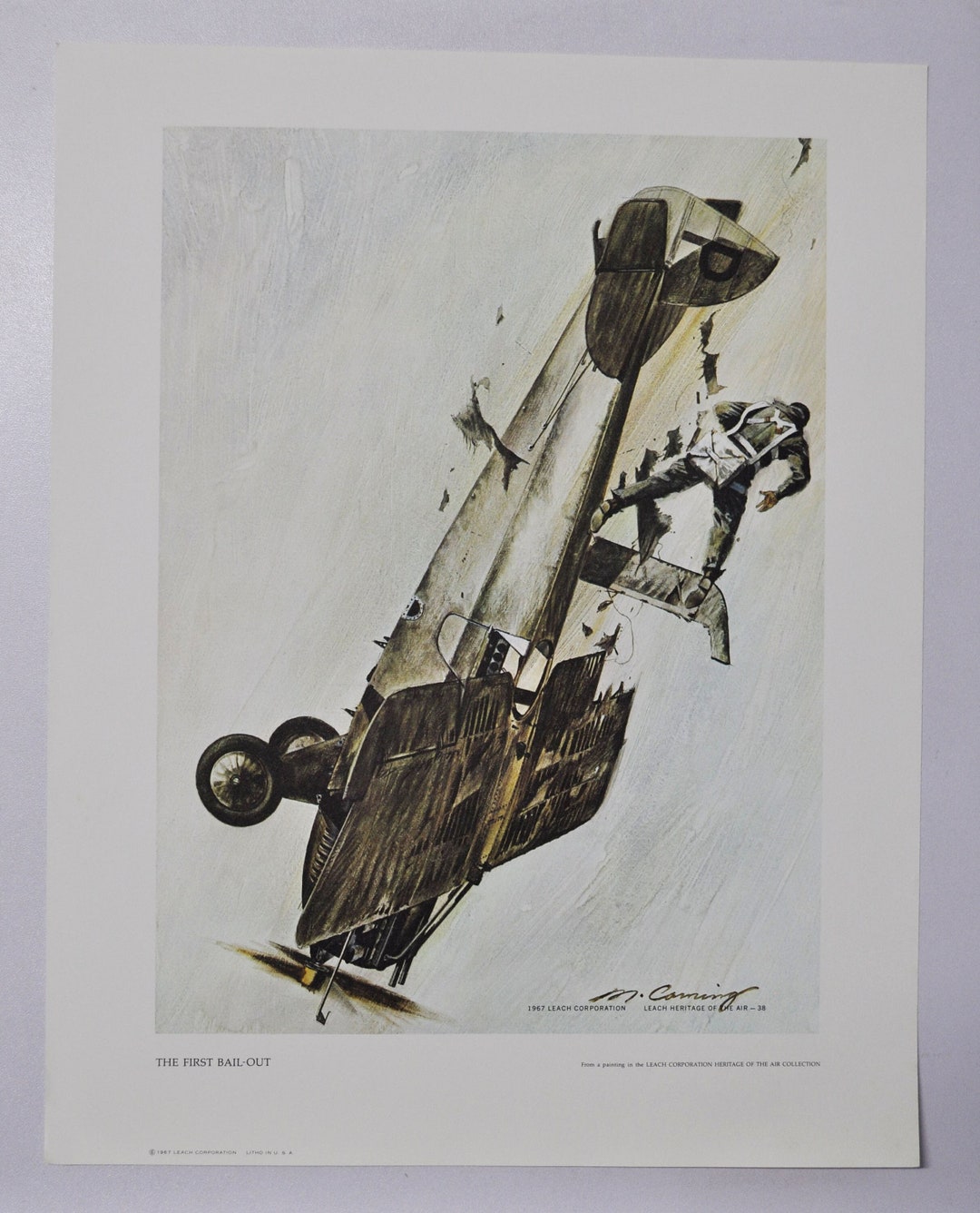 The First Bail-out - Original Military Print / Litho 1960's (ww1 Plane ...