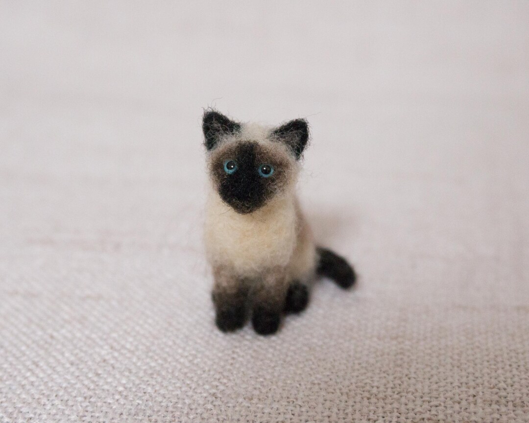 Tiny Needle Felted Siamese Cat Miniature Cat - Etsy