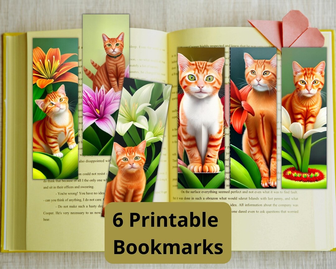 Ginger Cat Bookmarks: Water Lily Floral Book Trackers (printable) - Etsy