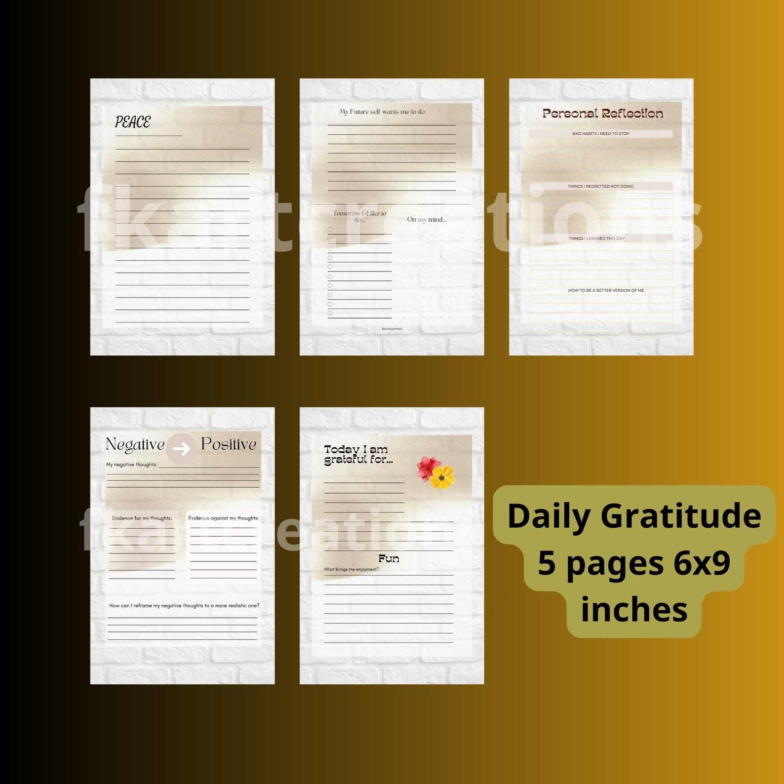 Gratitude Journal Printable: Self-growth & Positive Thinking (PDF ...