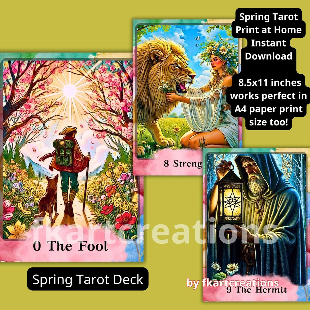 Printable Tarot Deck Instant Download The Spring Tarot Deck PDF 78 Cards with Tuck Box and Cover ...