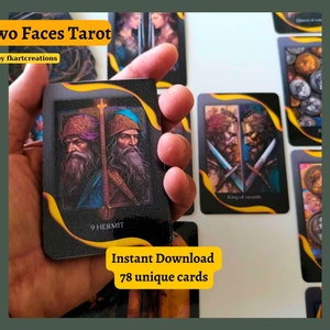 Instant Download Printable Tarot Deck!the Two Faces Tarot: Unique Dual ...