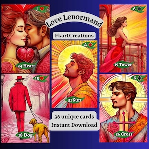 Instant Download Printable Cards,the Love Lenormand Deck,romantic Pink ...