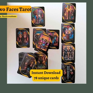 Instant Download Printable Tarot Deck!the Two Faces Tarot: Unique Dual ...