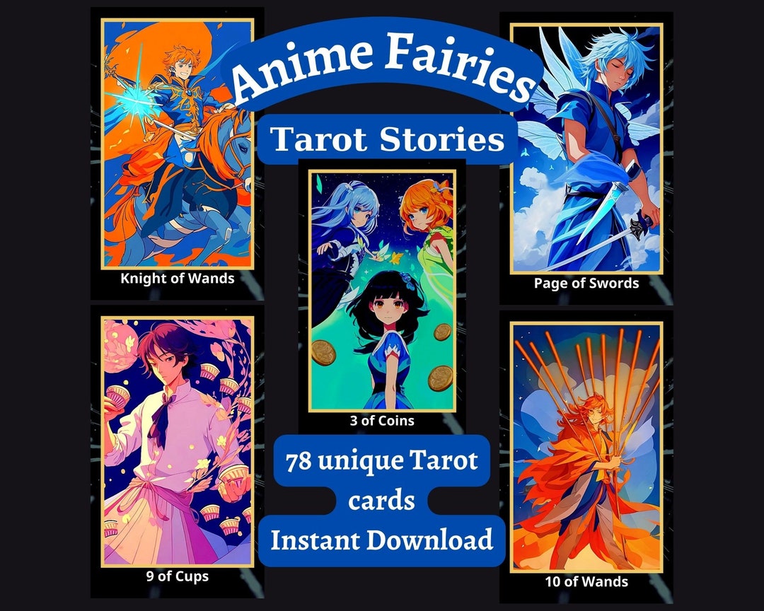 Anime Printable Tarot Deck: 78 Fantasy Fairy Cards With Box Template ...