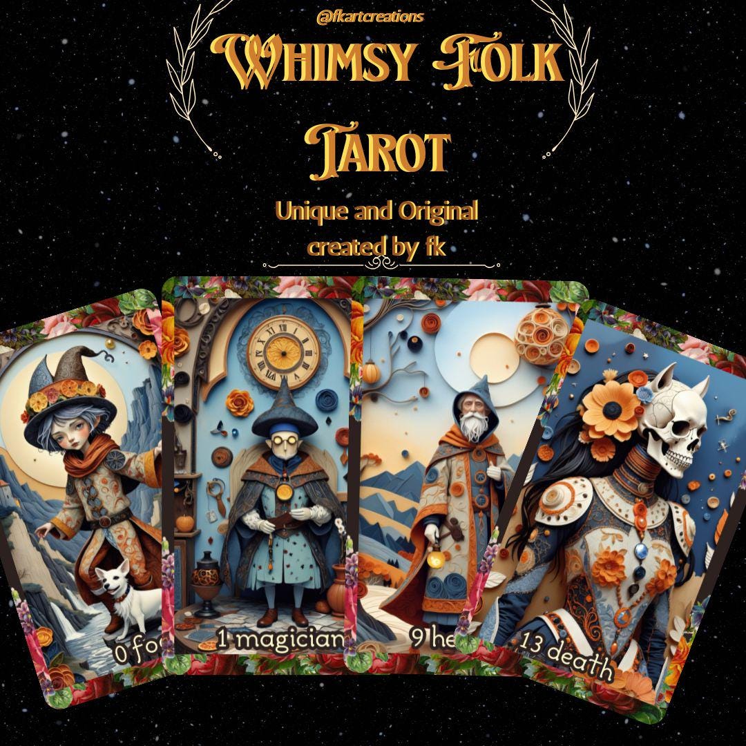 Whimsy Folk Tarot Deck: 78 Printable Cards (JPEG + PDF) - Etsy