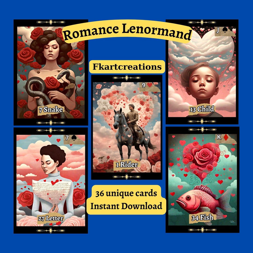 Instant Download Cards Romance Lenormand Unique Printable Love-themed ...