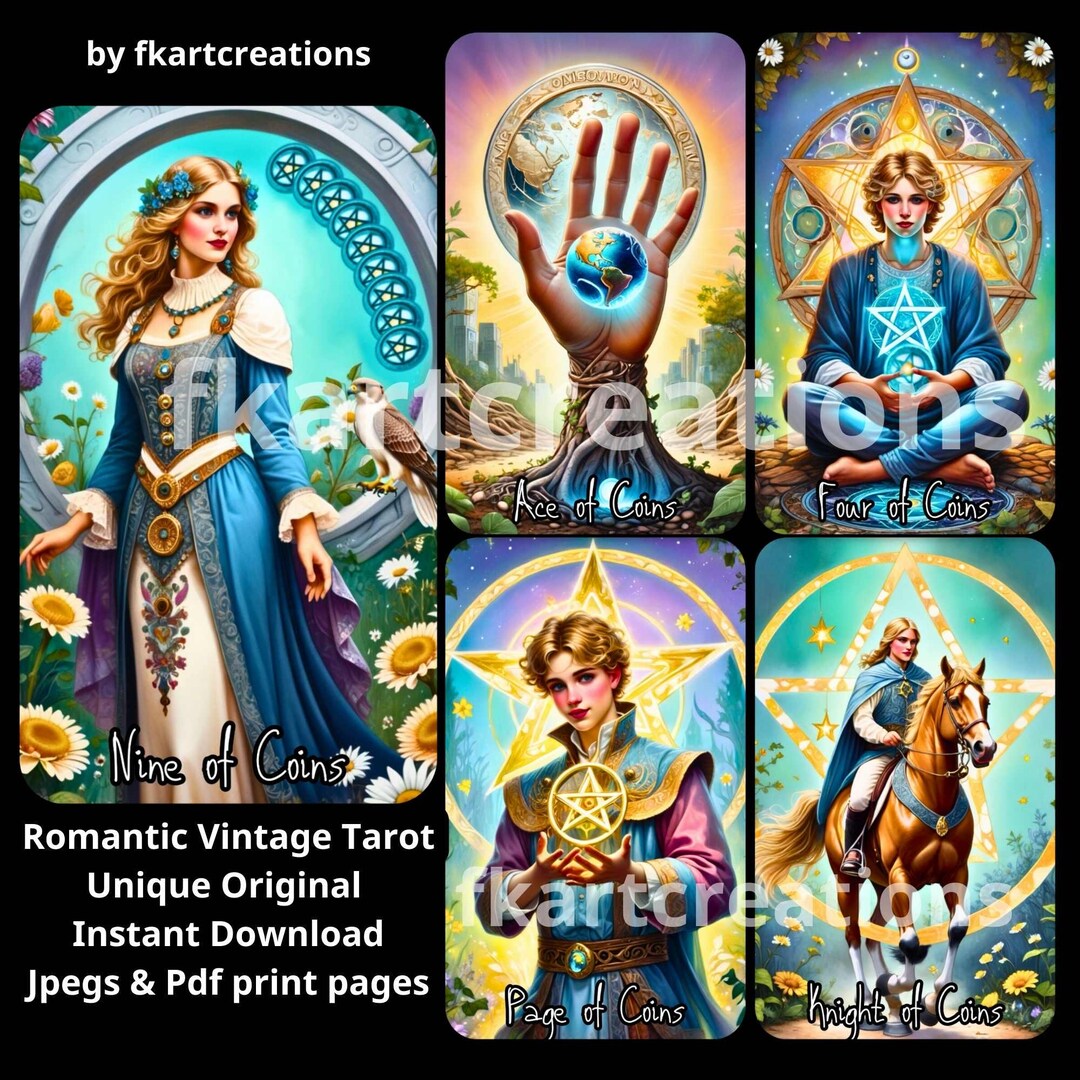 Romantic Vintage Printable Tarot Deck 78 Cards Instant Download ...