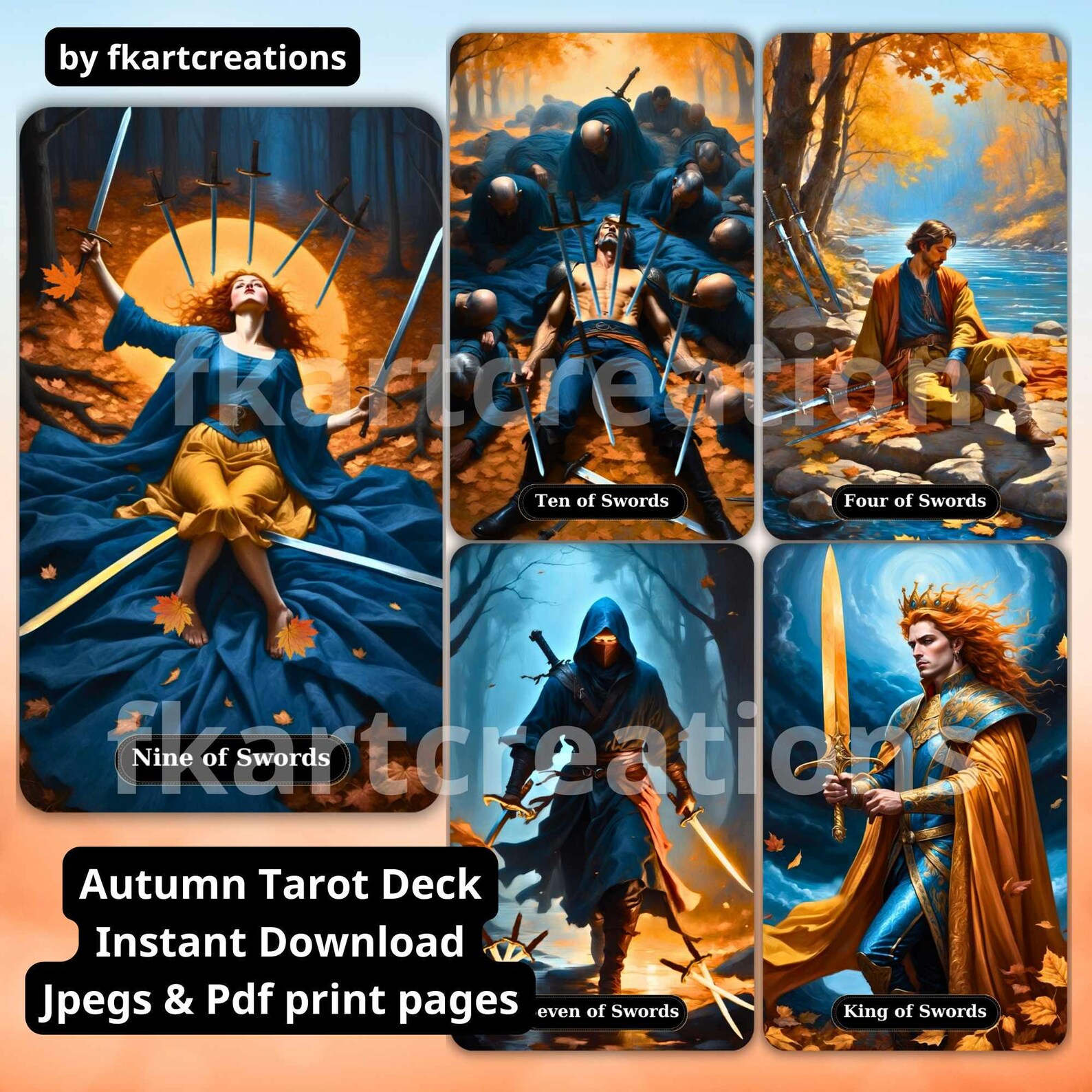Autumn Oil Painting Tarot Deck: Photorealistic Printable Cards (digital ...