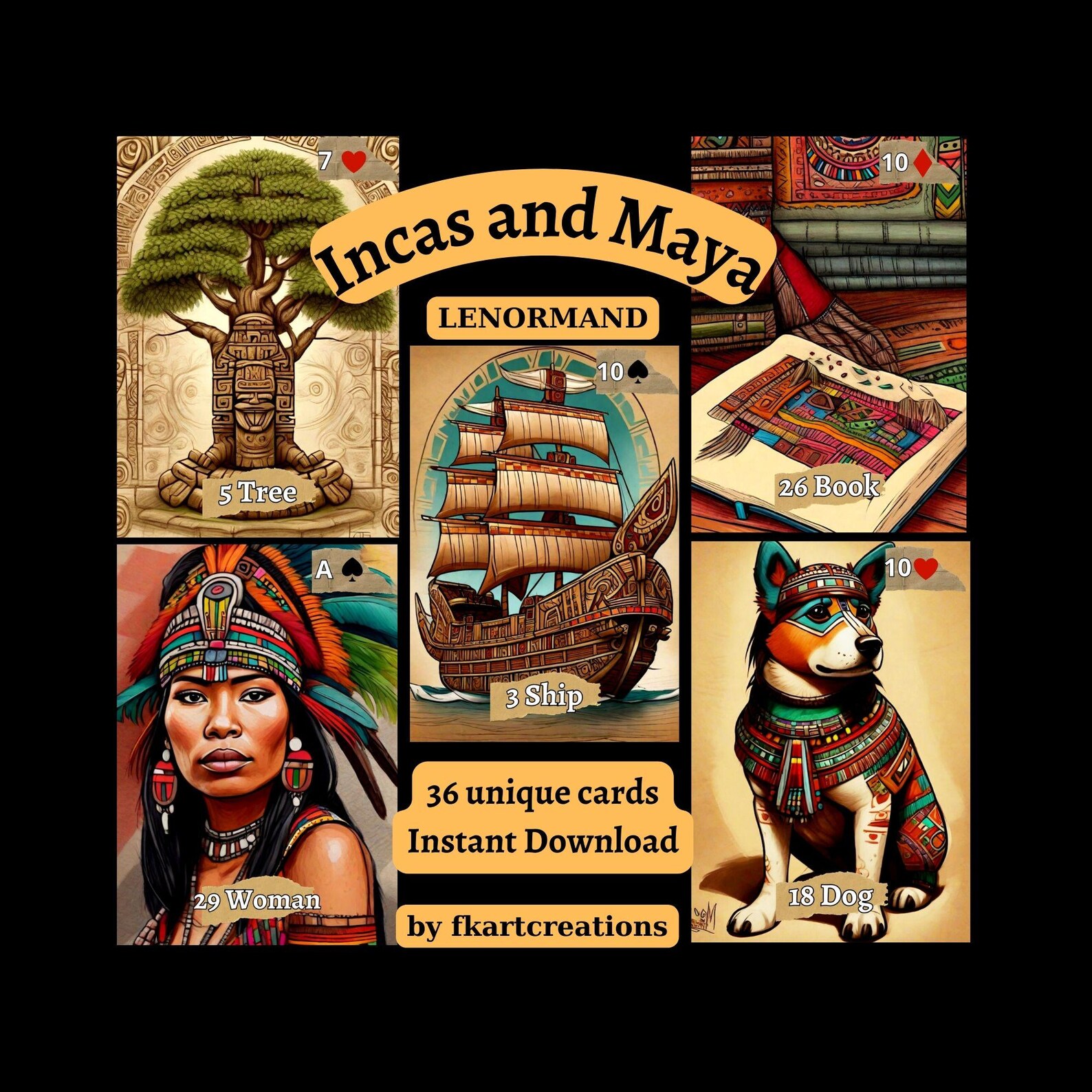 Inca Maya Lenormand Deck: Printable Oracle Cards (digital Download) - Etsy