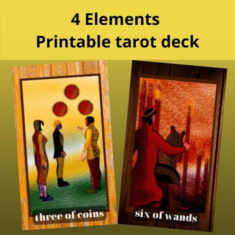 Printable Unique Tarot Deck 4 Elements Modern Tarot Deck Print - Etsy