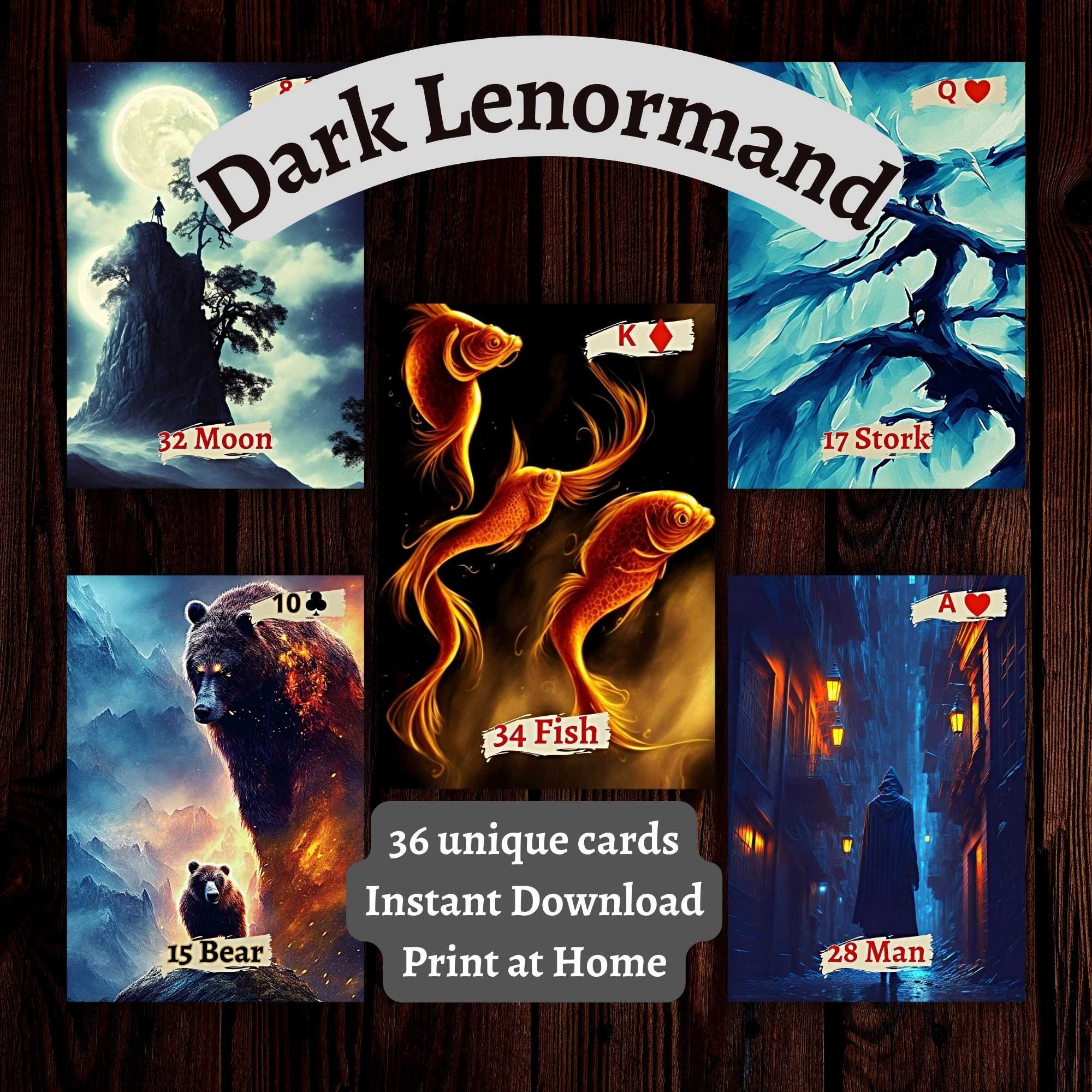 Instant Download the Dark Lenormand Deck, Print at Home, 36 Unique and ...