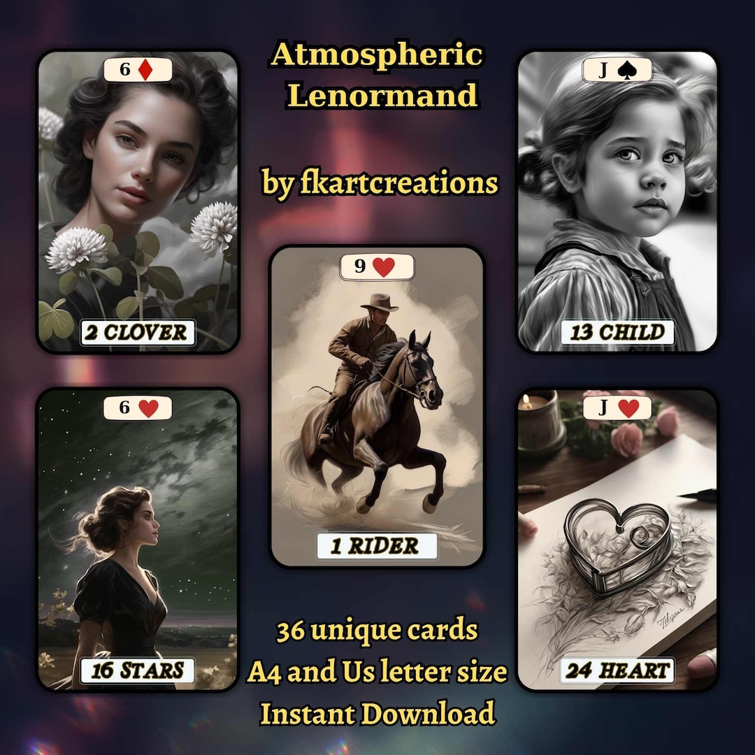 Instant Download-atmospheric Lenormand Deck-printable,36 Cards,a4& US ...