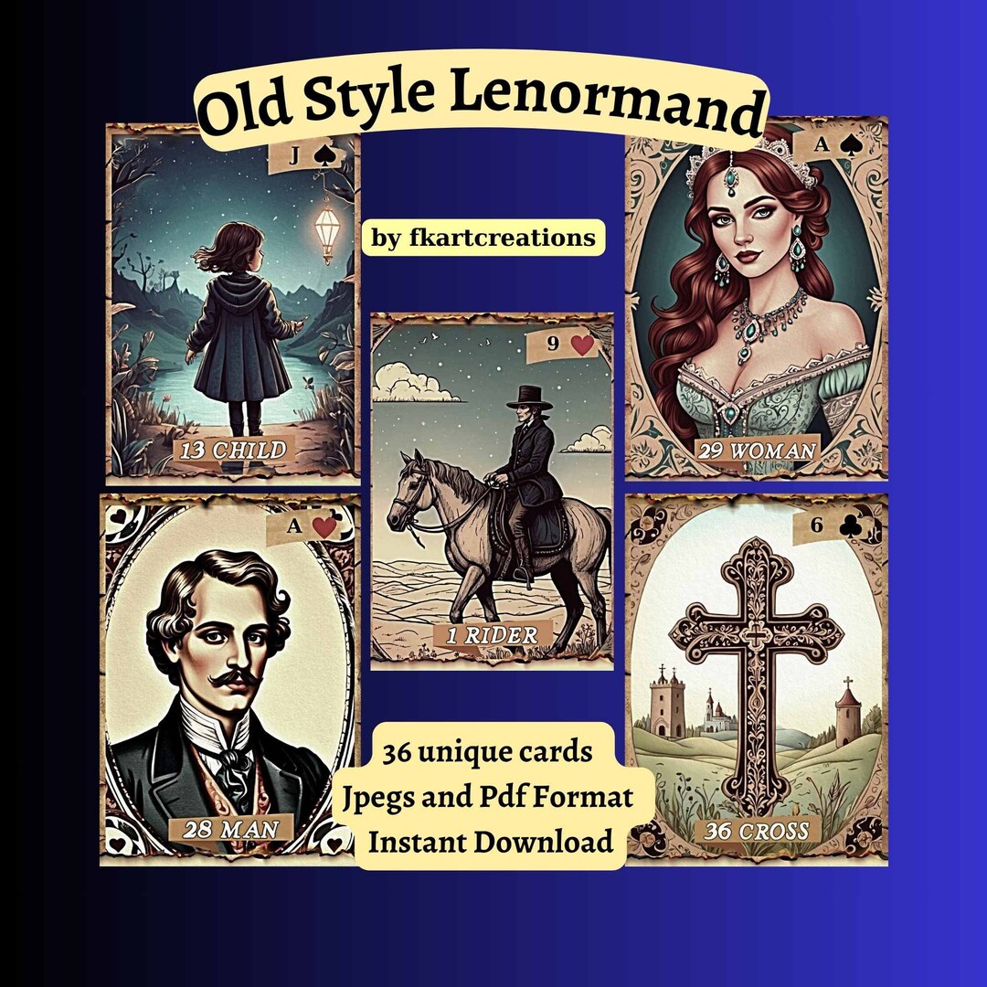 Instant Download Old Style Lenormand Deck Printable Vintage 36 Cards ...