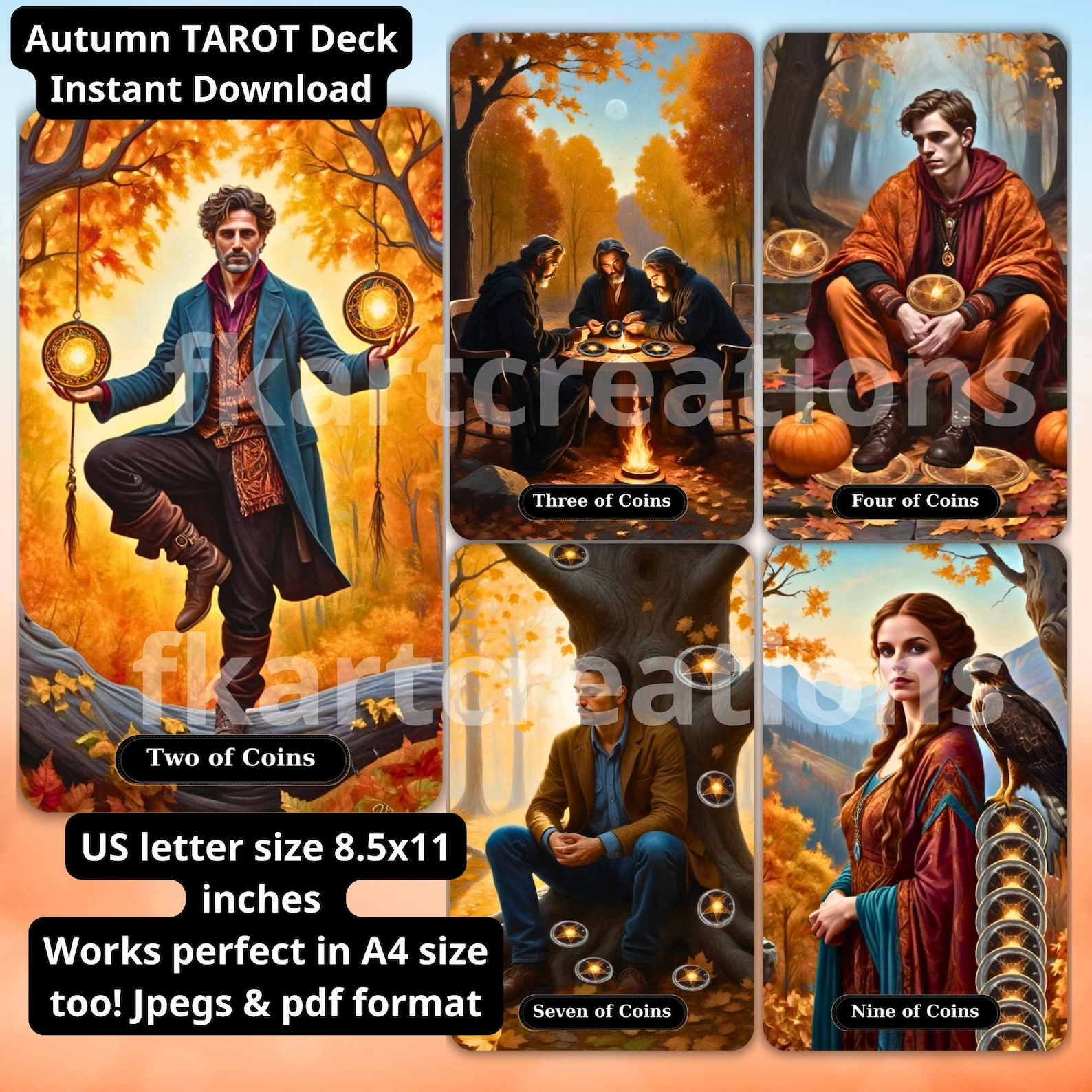 Autumn Oil Painting Tarot Deck: Photorealistic Printable Cards (digital ...