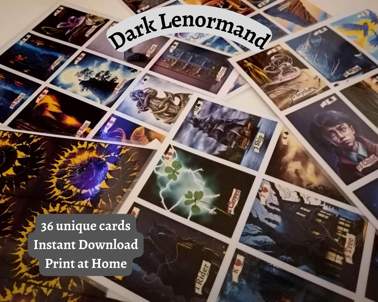 Instant Download the Dark Lenormand Deck Print at Home 36 - Etsy