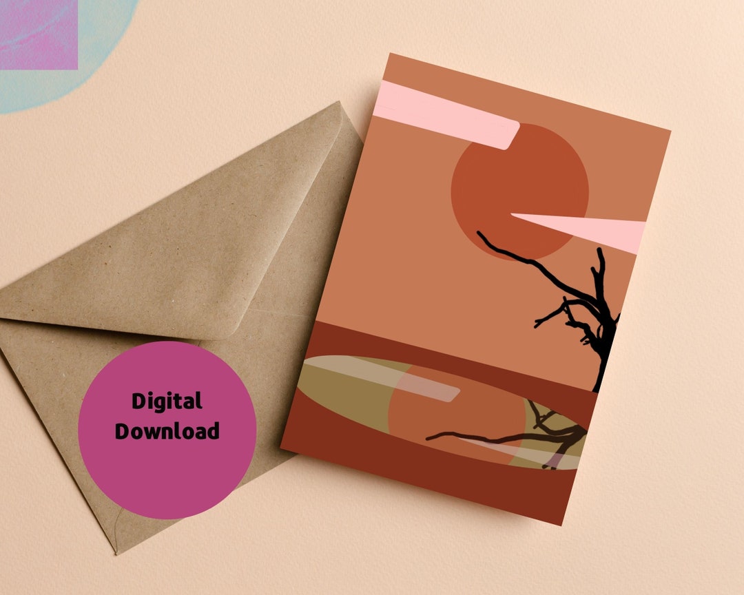 Hand-drawn Desert Landscape Greeting Card (digital Download) - Etsy