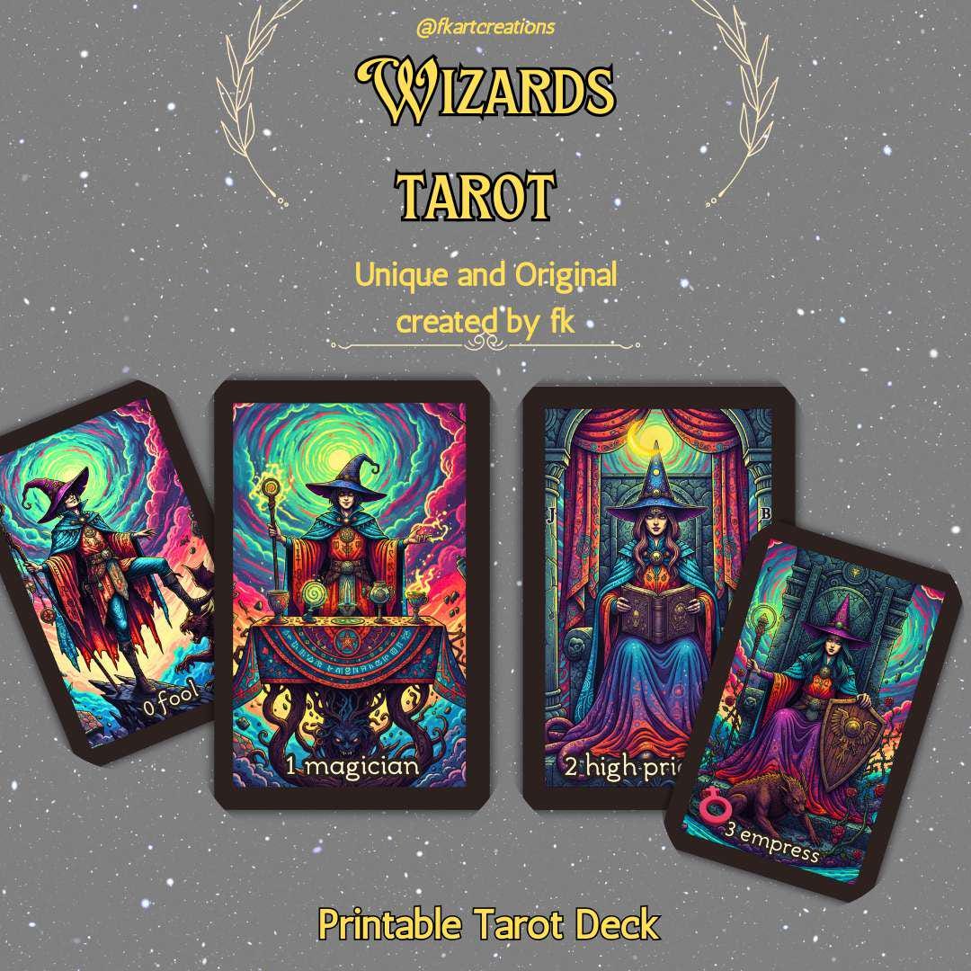 The Wizards Tarot Deck Printable 78 Card Digital Download Witchytarot ...