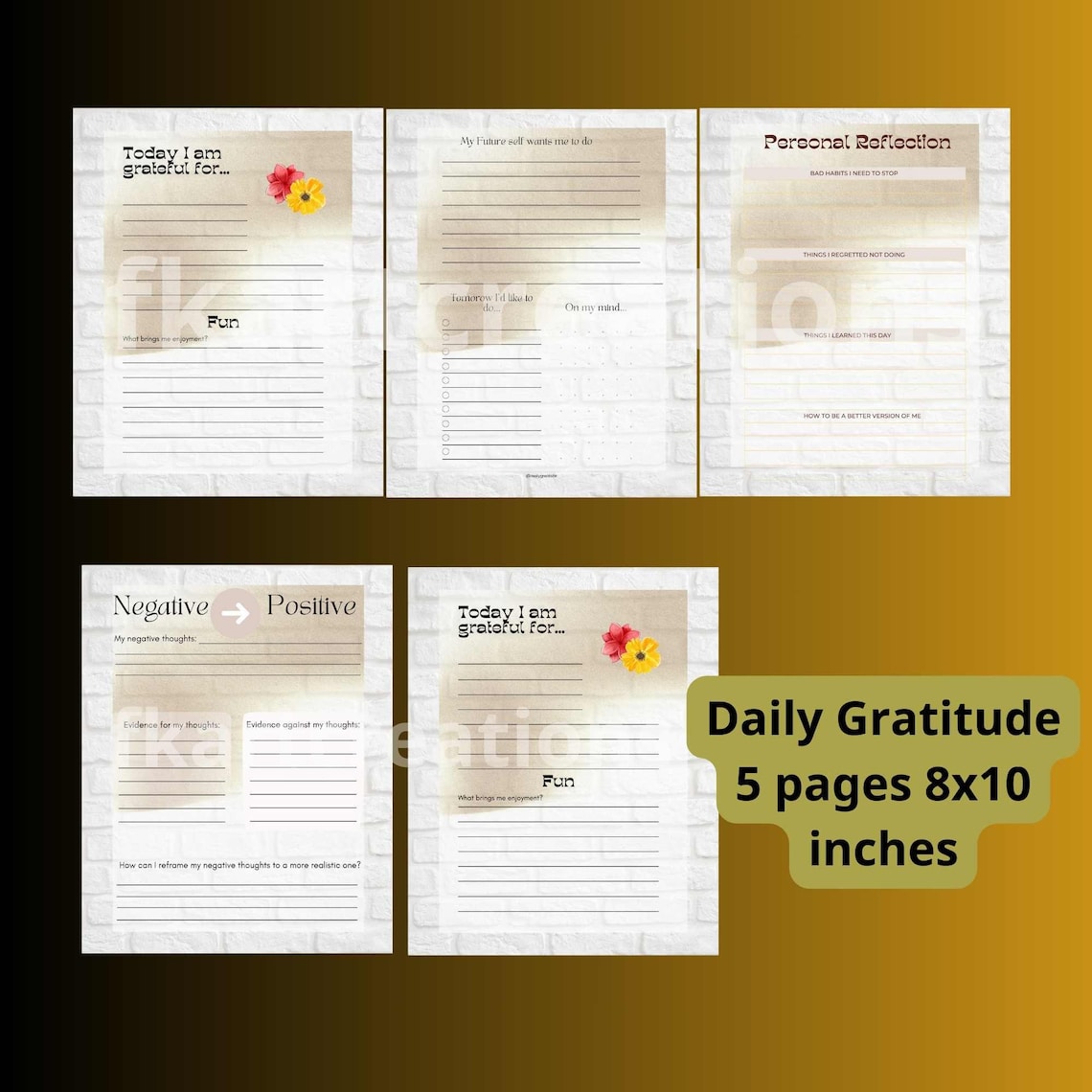 Gratitude Journal Printable: Self-growth & Positive Thinking (PDF ...