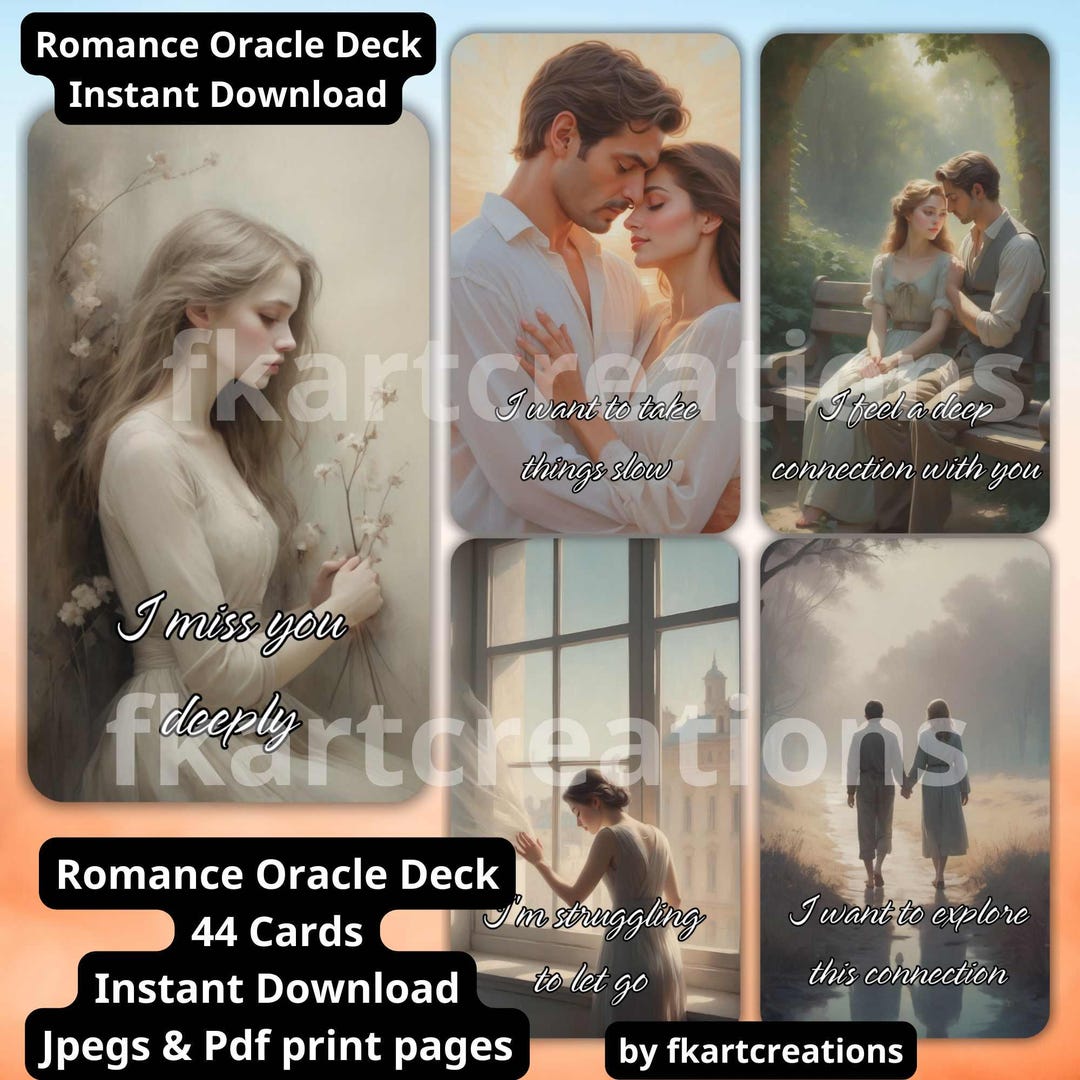 Printable Romance Oracle Deck: 44 Cards for Relationships (digital ...