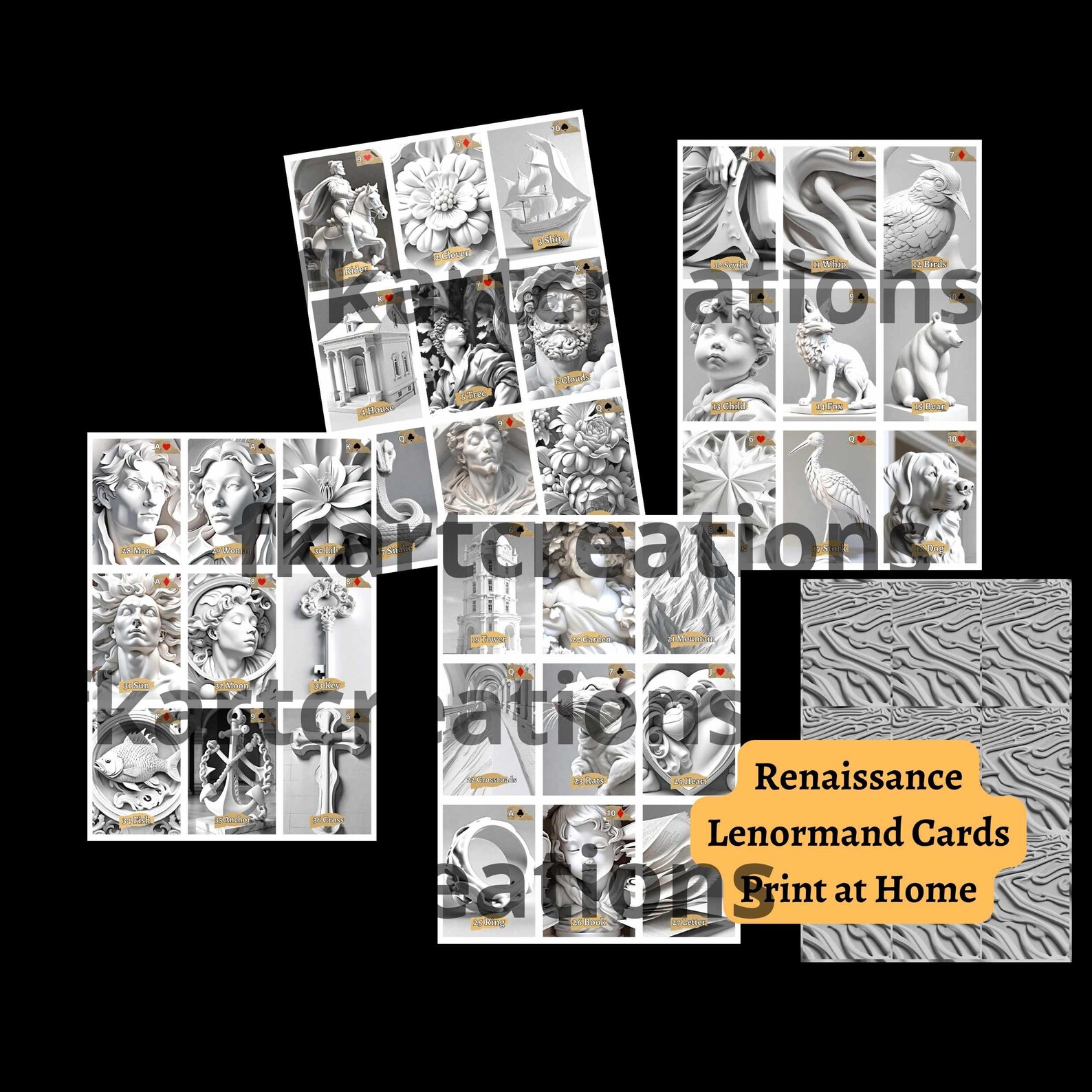 Instant Download Printable Lenormand Cards, Step Into the Renaissance ...