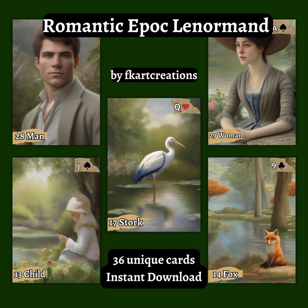 Instant Download Printable Lenormand Deck Artistry Romantic Epoc Diy ...