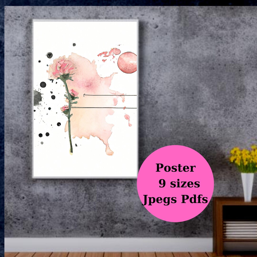 Watercolor Rose Poster: Elegant Floral Wall Art (digital Download) - Etsy