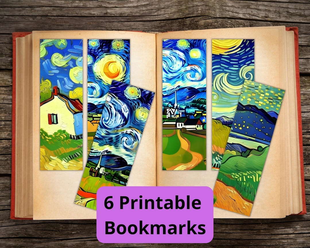 Printable Six Bookmarks Oil Aesthetic Instant Download Tracker Book DIY ...
