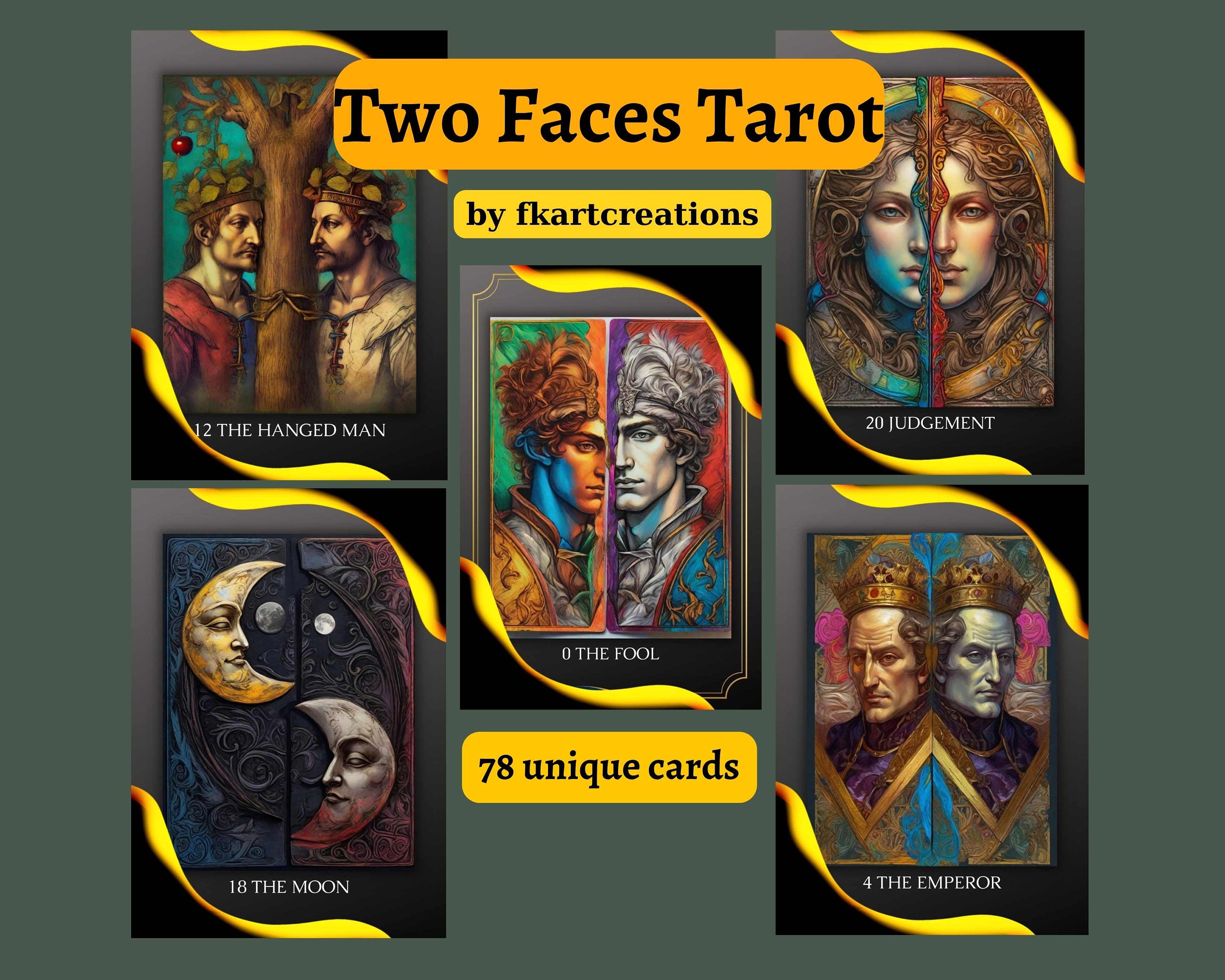 Instant Download Printable Tarot Deckthe Two Faces Tarot: - Etsy
