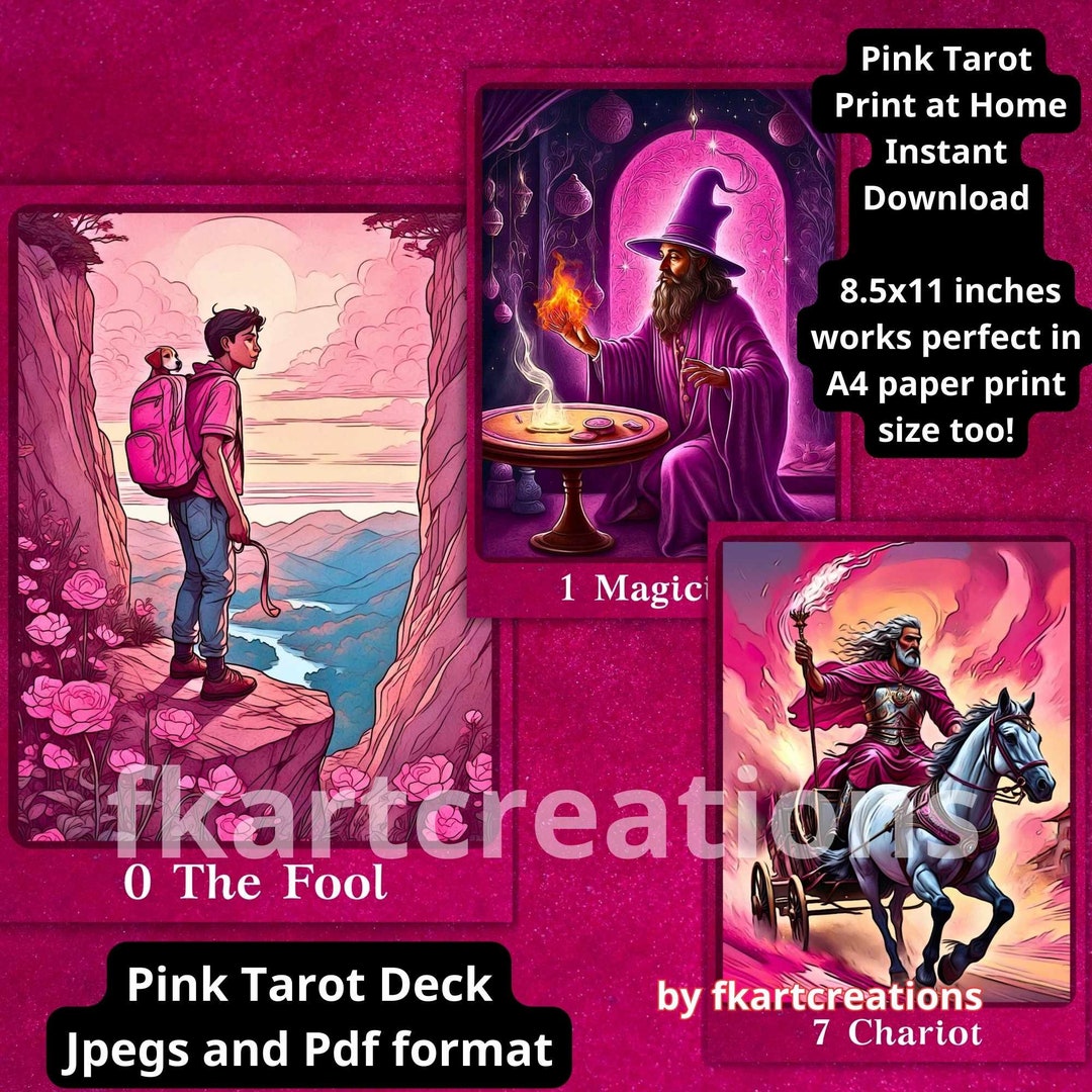 Pink Tarot Full Deck Instant Download Pirnt at Home Diy Cards Digital ...