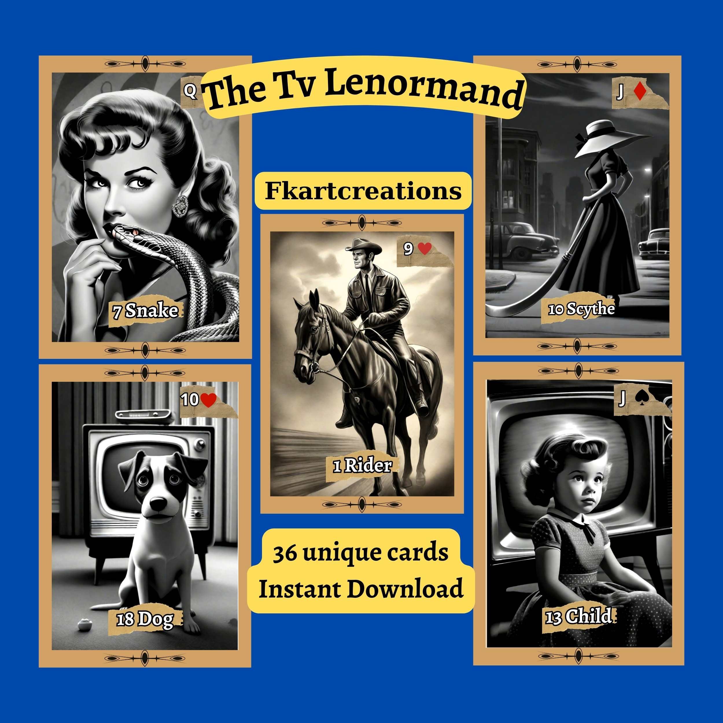 Instant Download Printable Cards Discover the 1950s With TV Lenormand ...