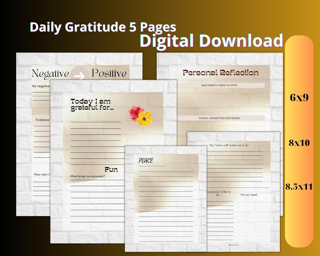 Gratitude Journal Printable: Self-growth & Positive Thinking (PDF ...