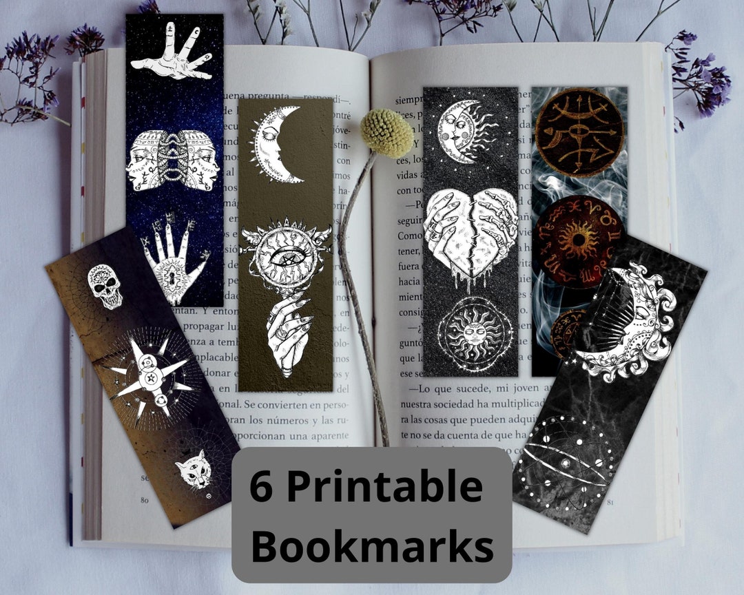 Printable Mystic Celestial Symbolic Set of 6 Bookmarks Digital Download ...