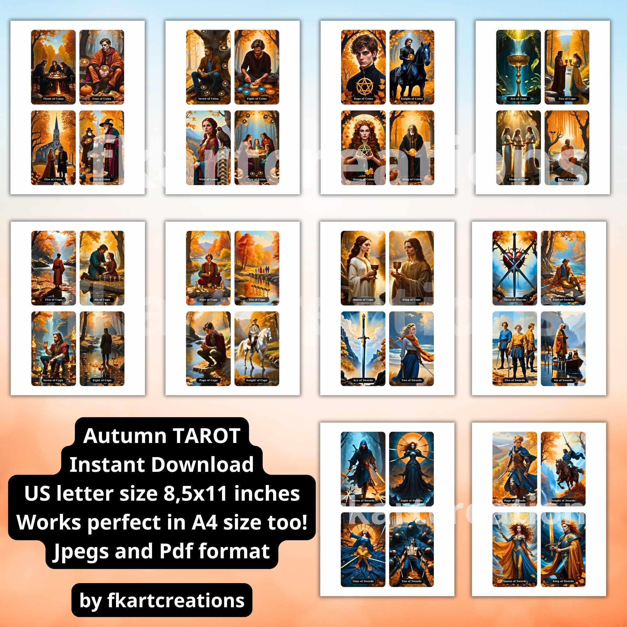 Autumn Oil Painting Tarot Deck: Photorealistic Printable Cards (digital ...