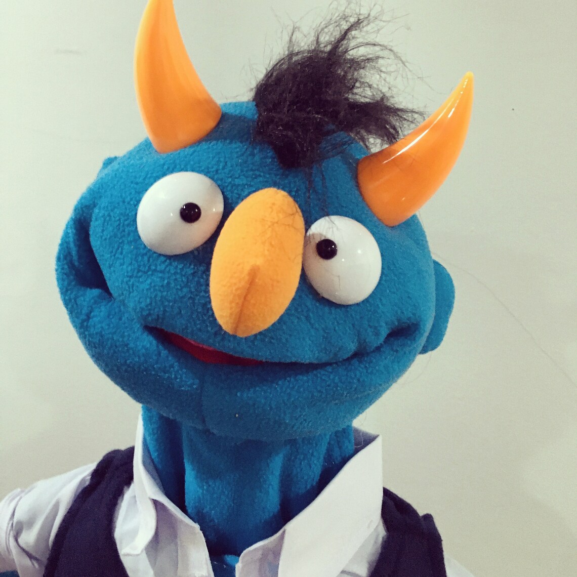 Dominic the Devil Hand Puppet with Blue Vest & White Shirt. | Etsy