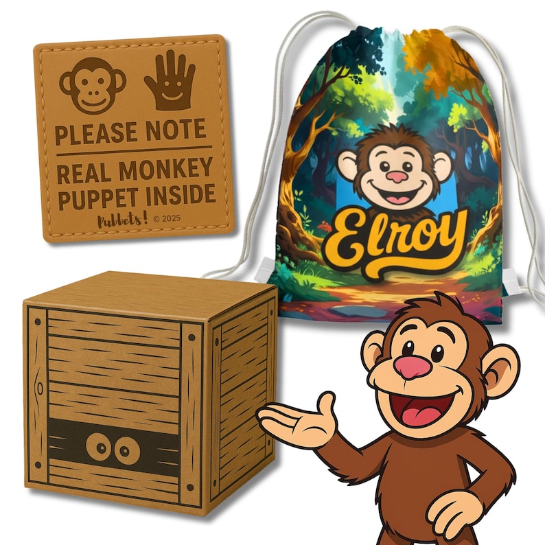 Elroy Monkey Puppet Bundle: Full Body Puppet + 4pc Outfit & Arm Rods ...